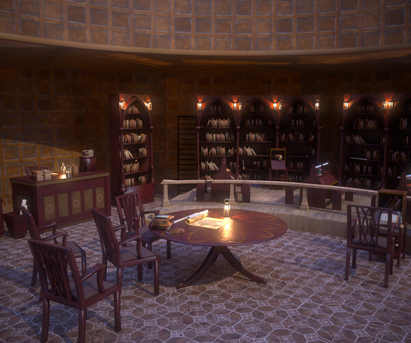 ArtStation - Medieval Library Model Pack Mocha Low-poly 3D model | Game ...