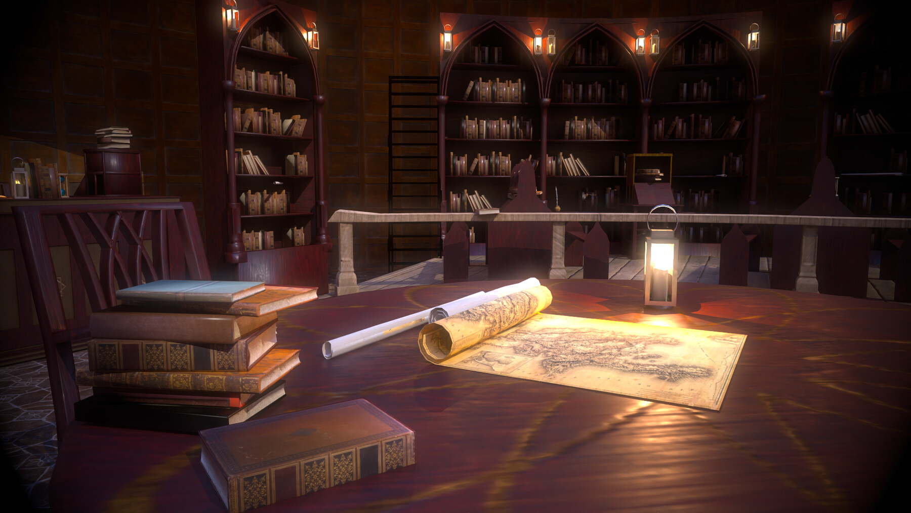 ArtStation - Medieval Library Model Pack Mocha Low-poly 3D model | Game ...