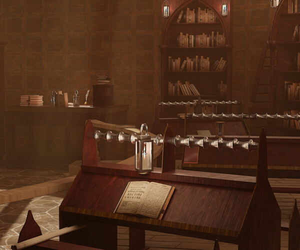 ArtStation - Medieval Library Model Pack Mocha Low-poly 3D model | Game ...