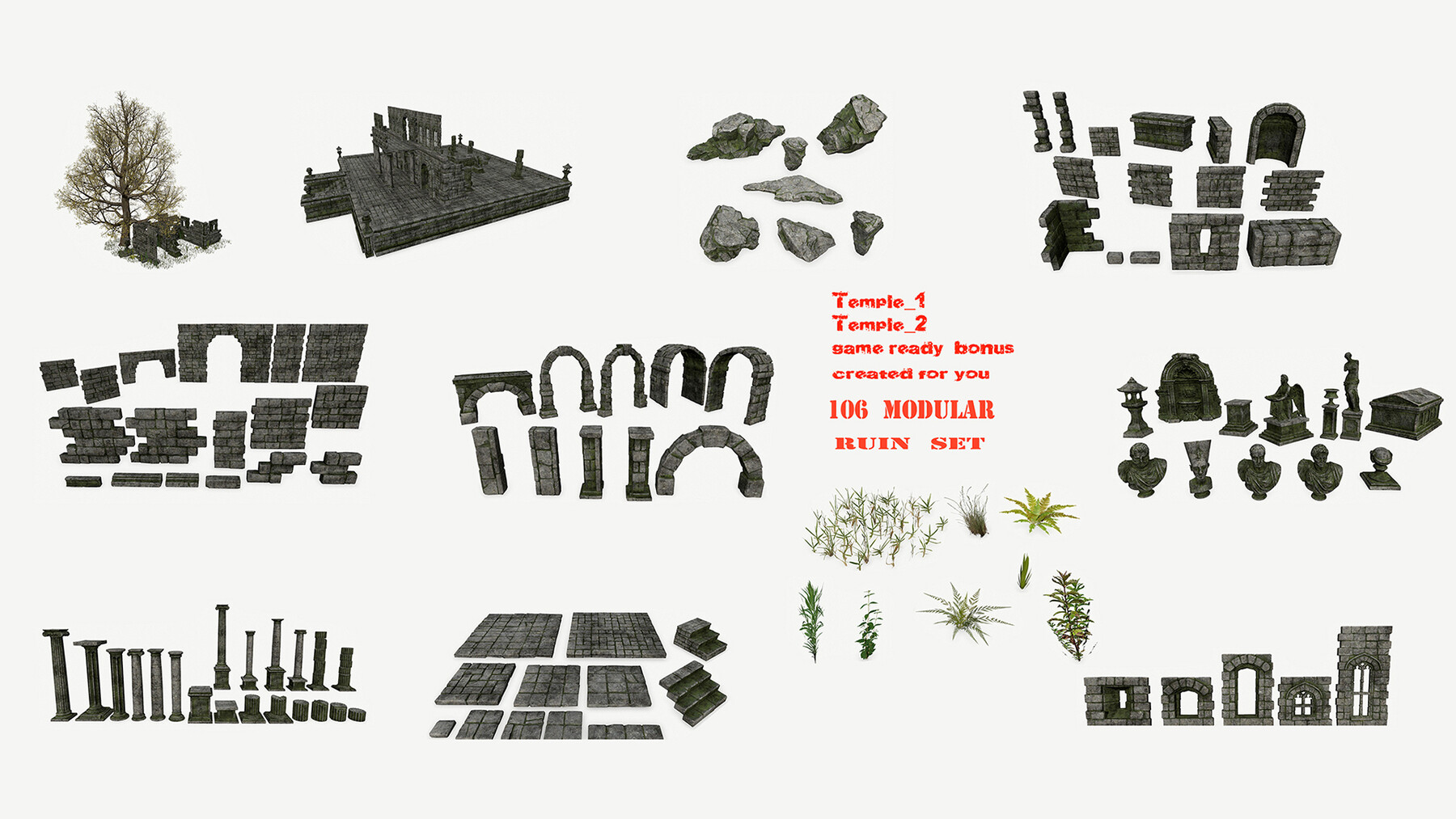 ArtStation - ruin set | Game Assets