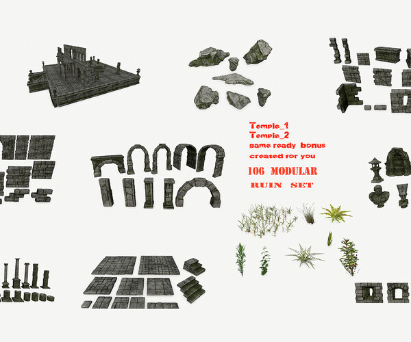 ArtStation - ruin set | Game Assets