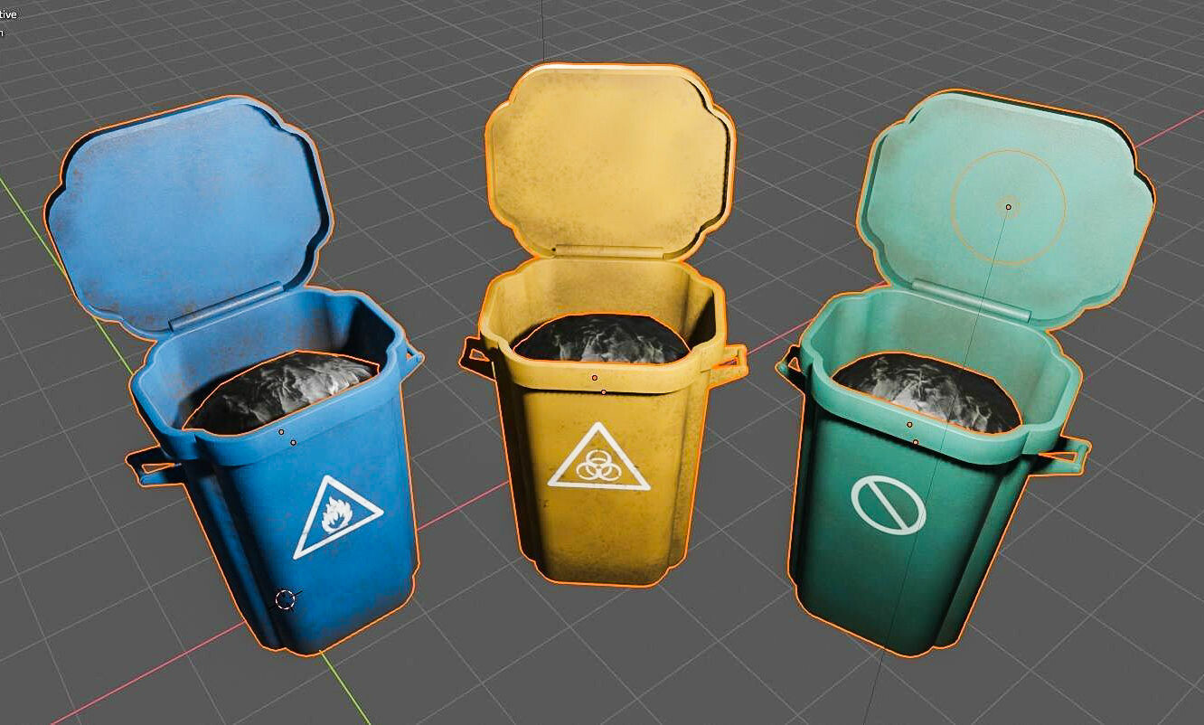 ArtStation - Trash Bin 3D Model Set | Game Assets