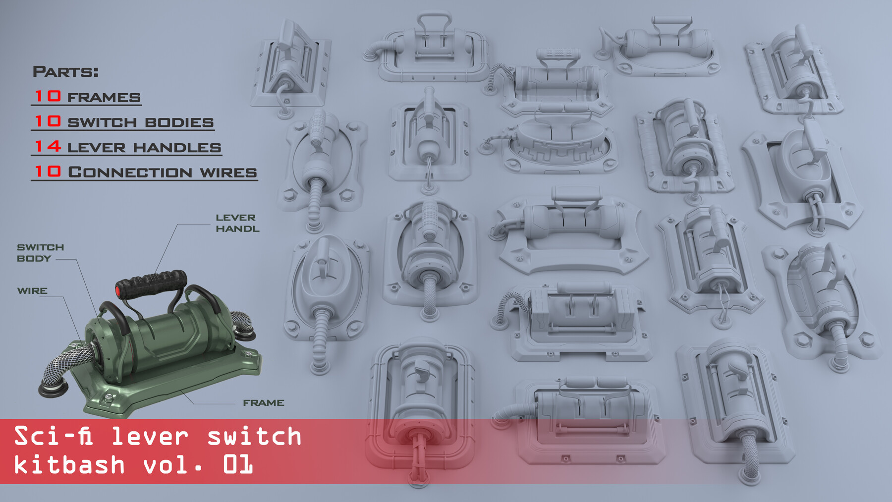 ArtStation - Sci-fi lever switch kitbash vol. 01 | Game Assets