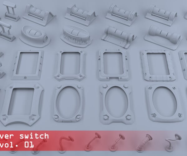 ArtStation - Sci-fi lever switch kitbash vol. 01 | Game Assets