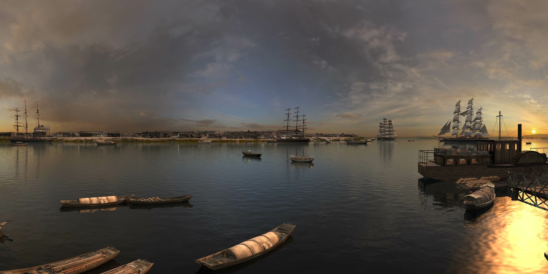 ArtStation - China Qing Dynasty - Wharf - Port Trade 03 | Resources