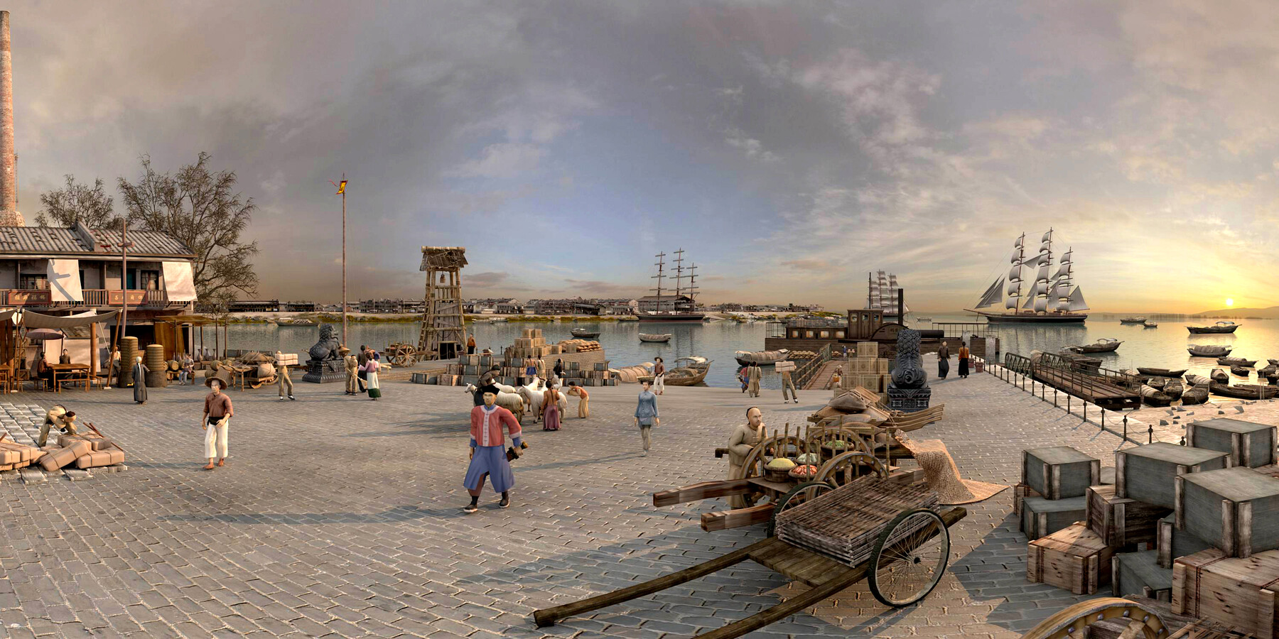 ArtStation - China Qing Dynasty - Wharf - Port Trade 03 | Resources