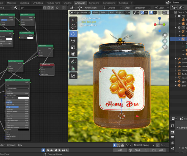 ArtStation - Free 3D series, Honey Bee (Blender3D scene). | Resources