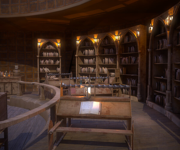ArtStation - Medieval Library Model Pack Antique | Game Assets