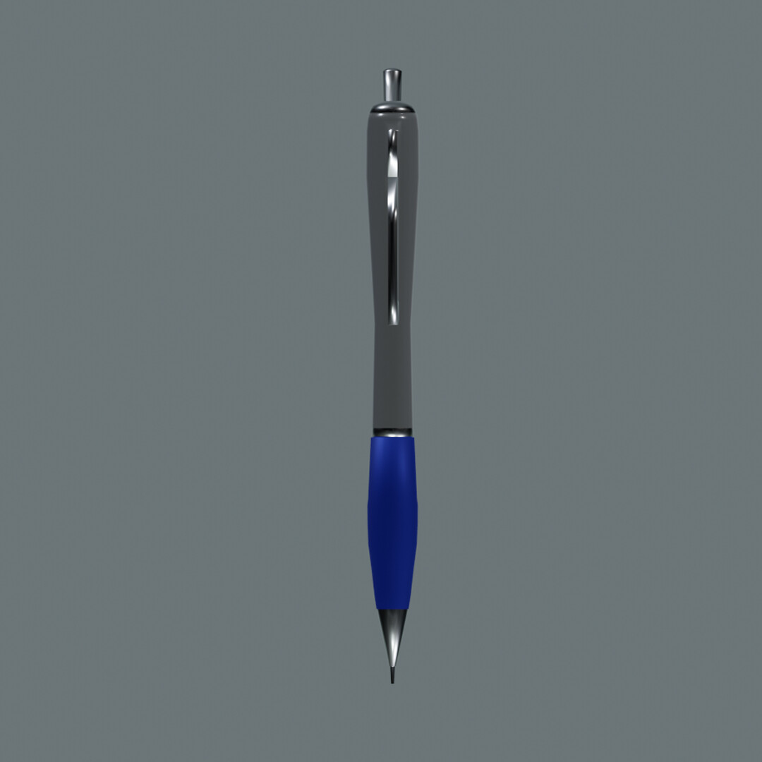 ArtStation - Pen. Silver and blue. Low Poly 3D model. | Resources