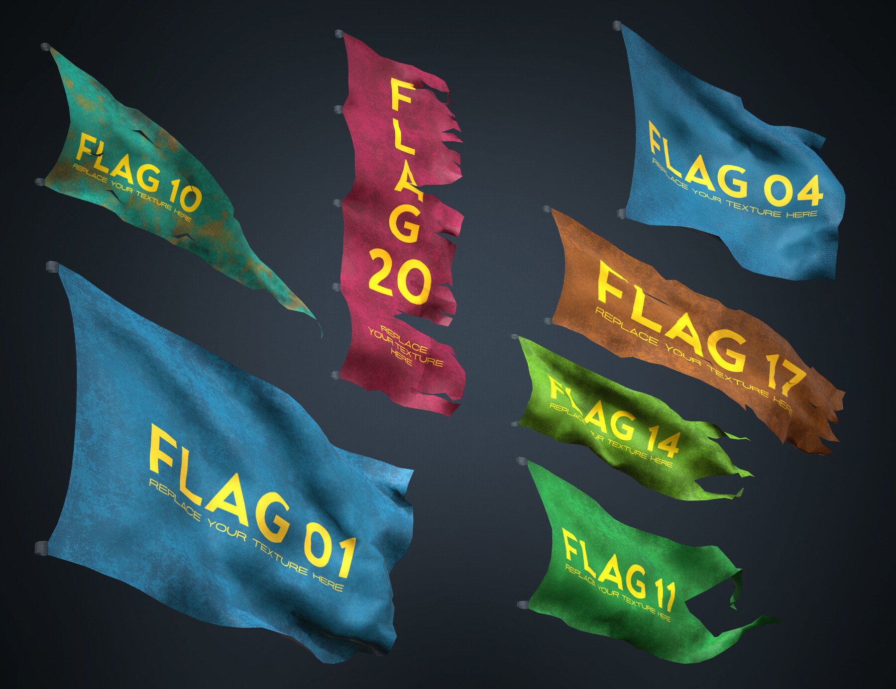 ArtStation - 20 Fully Loop Animated Flags Mid-poly 3D model | Game Assets