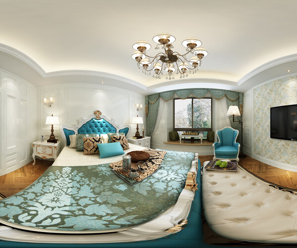 ArtStation - Panoramic European Style Family Bedroom Space 01 | Resources