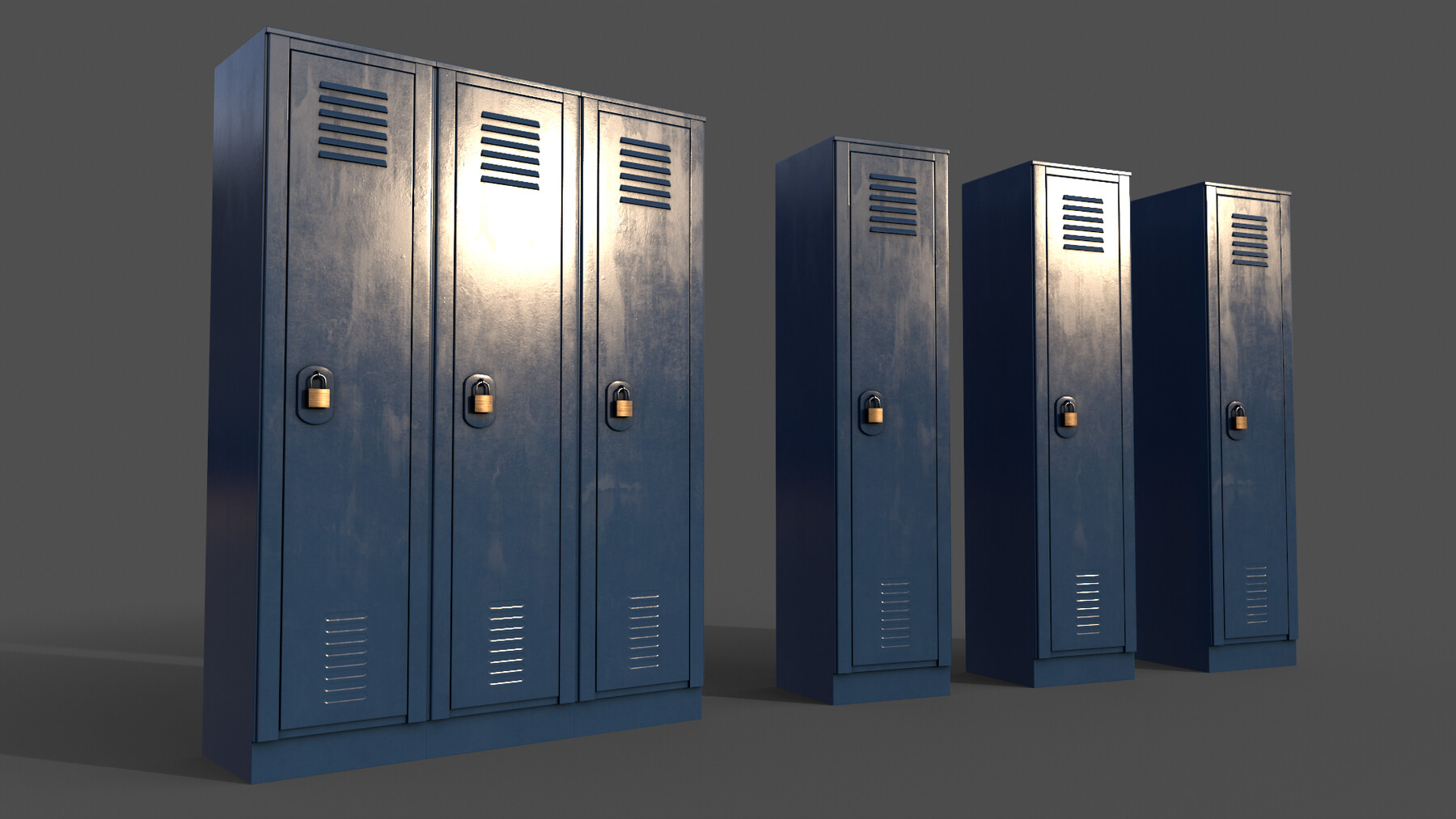 ArtStation - PBR School Gym Locker 01 - Blue Dark | Game Assets