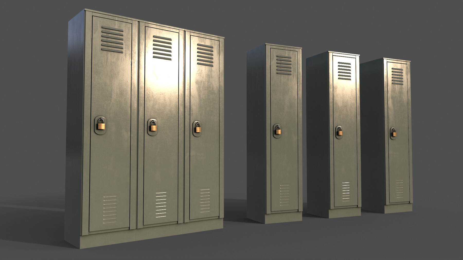 ArtStation - PBR School Gym Locker 01 - Pale Green | Game Assets