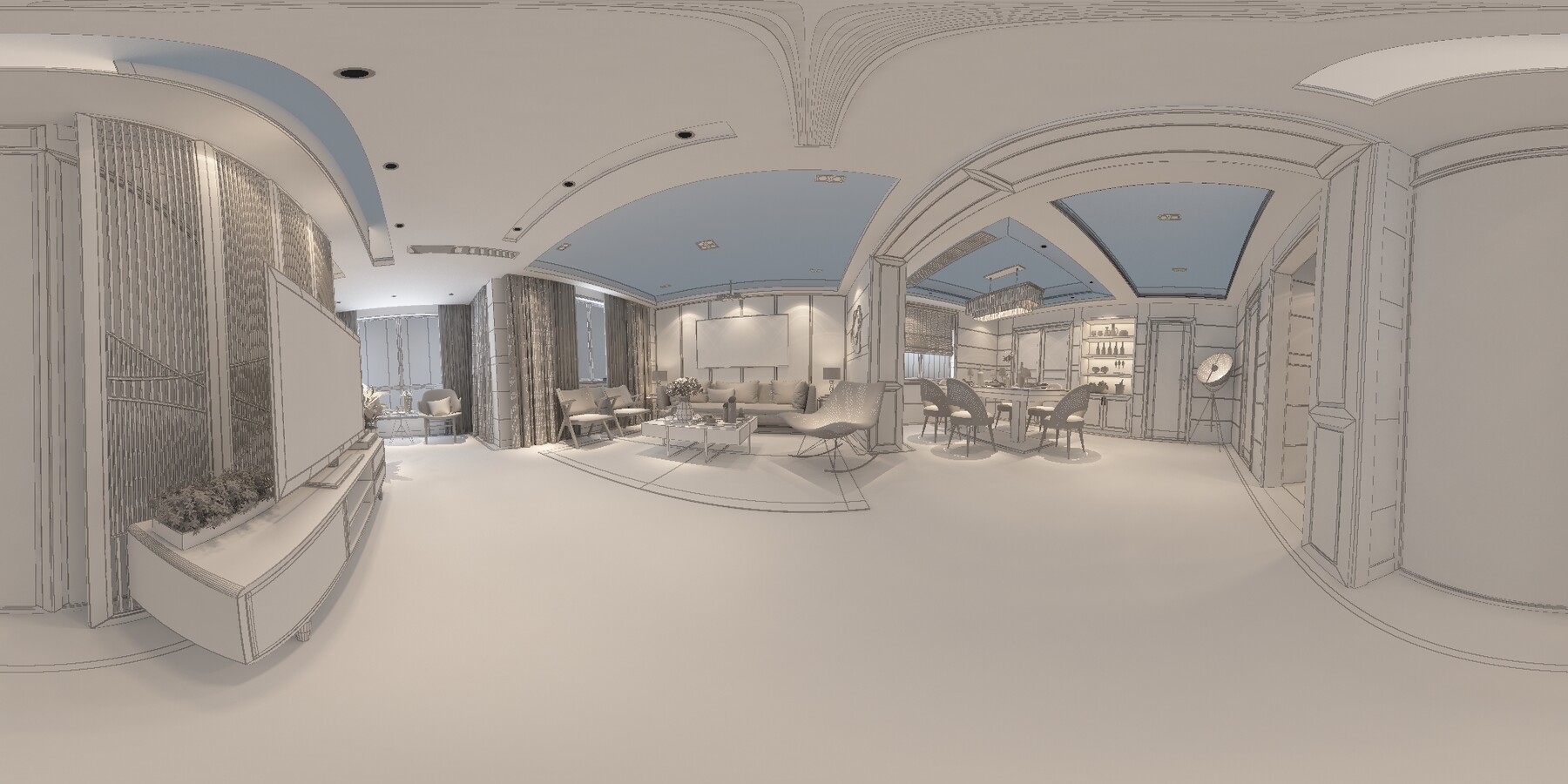 ArtStation - mic Modern Style Living Room Restaurant Space 12 | Resources