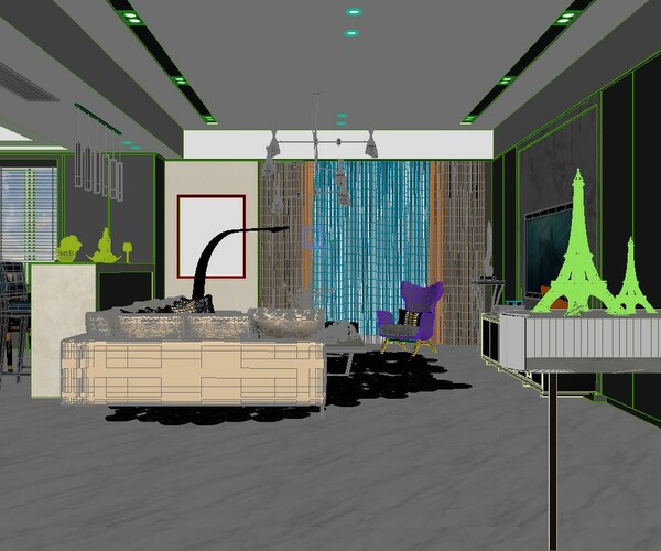 ArtStation - mic Modern Style Living Room Restaurant Space 23 | Resources