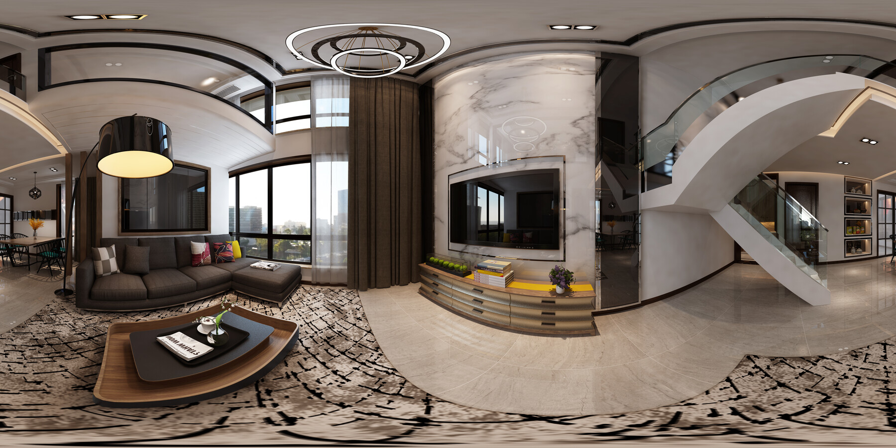 ArtStation - Panoramic modern style living room dining room 91 | Resources