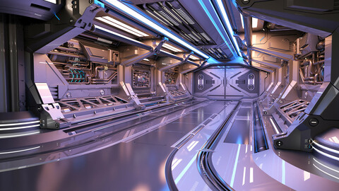 ArtStation - Sci Fi Modular Corridor 3D model | Game Assets