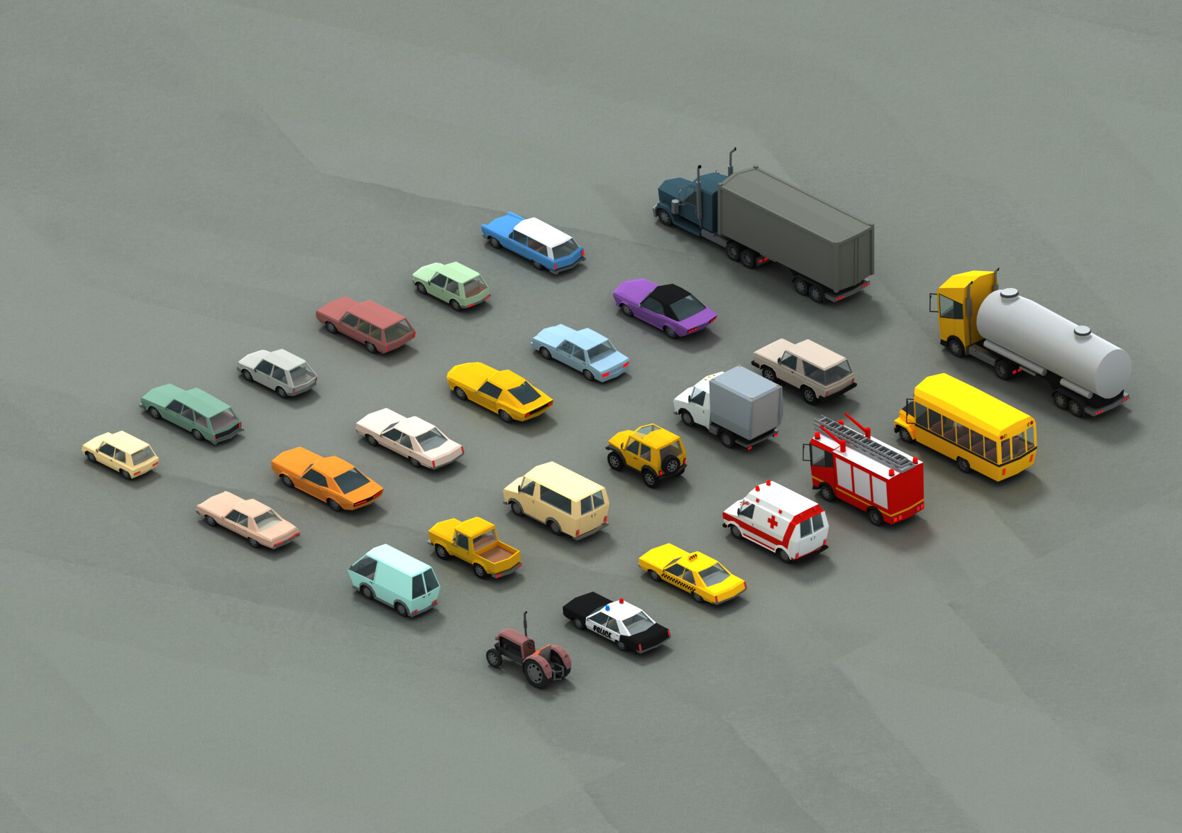 ArtStation - Stylized lowpoly vehicle pack with interior Low-poly ...
