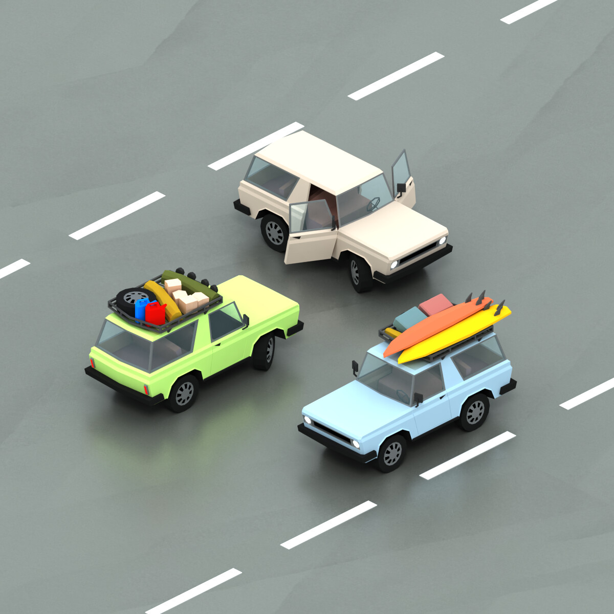 ArtStation - Stylized lowpoly vehicle pack with interior Low-poly 3D ...