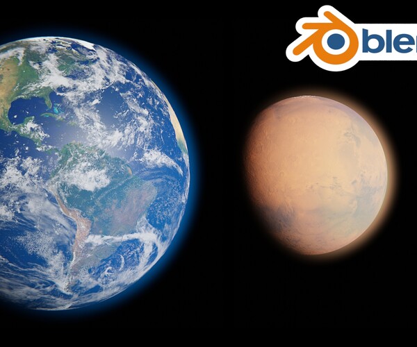 ArtStation - Earth, Mars, Moon (Blender Planet Model Pack) | Resources