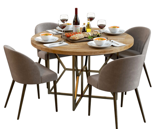 ArtStation - 3D Model / Table Set with Food 02 / Crate&Barrel Furniture ...