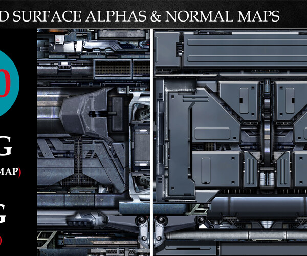 ArtStation - 200+HARD SURFACE ALPHAS & NORMAL MAPS-VOL 1 | Brushes