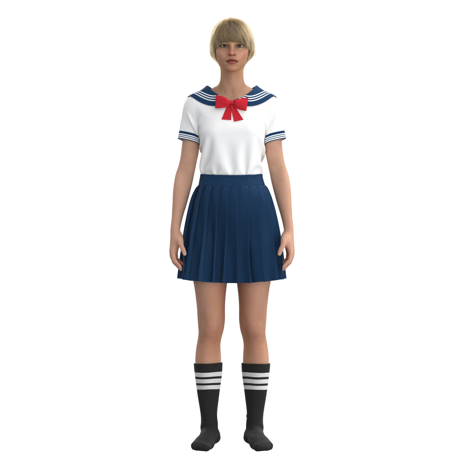 ArtStation - Sailor Uniform School, marvelous designer,clo3d | Resources
