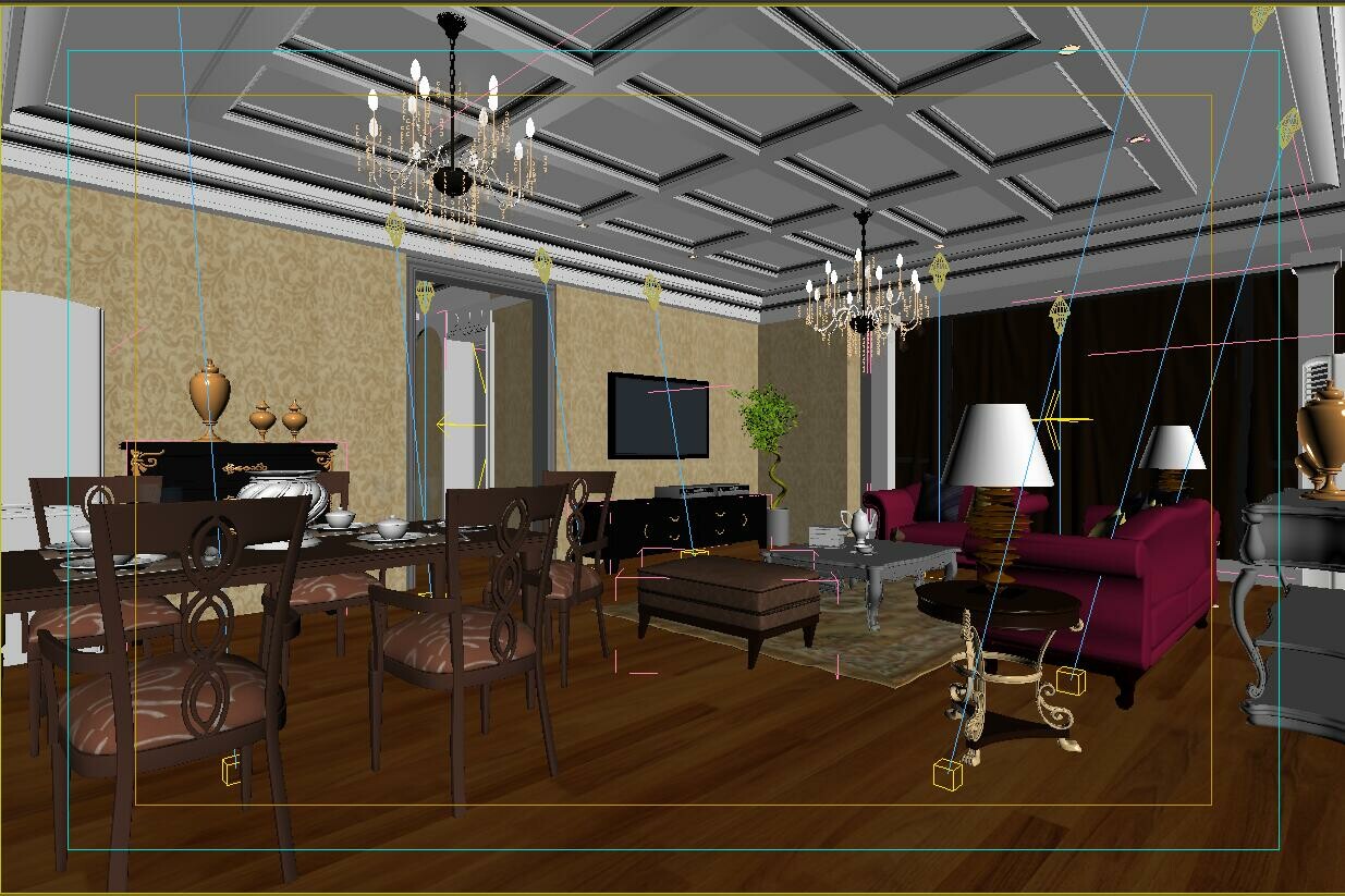 ArtStation - Retro European Style Living Room Restaurant 5124 | Resources