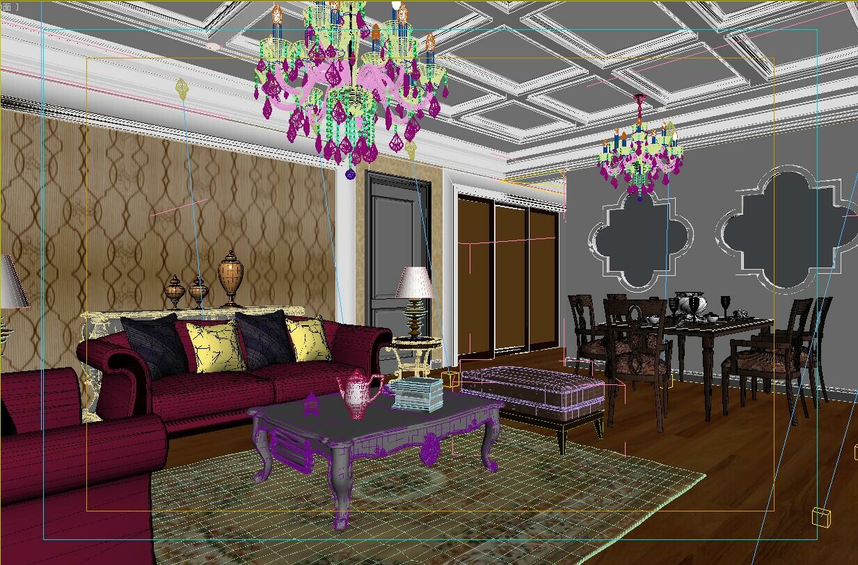 ArtStation - Retro European Style Living Room Restaurant 5124 | Resources