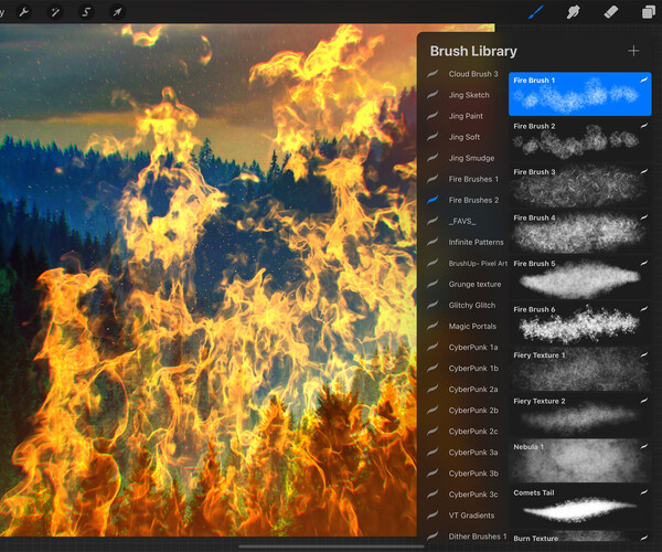 ArtStation - 30 Fire brushes for Procreate! | Brushes
