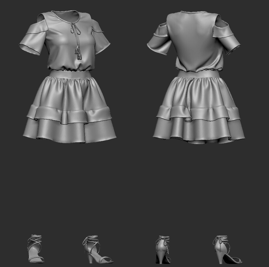 ArtStation - Female outfit 7. Marvelous Designer/Clo3d project + OBJ ...
