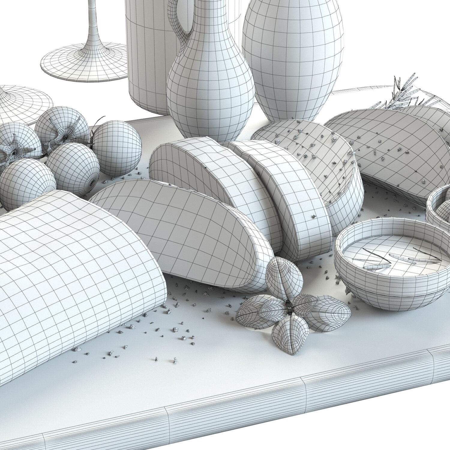 ArtStation - 3D Model / Food Set 02 / Bread, Tomatoes, Olives and Wine ...