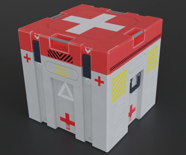 ArtStation - Crate SciFi First Aid Kit Low-poly | Game Assets