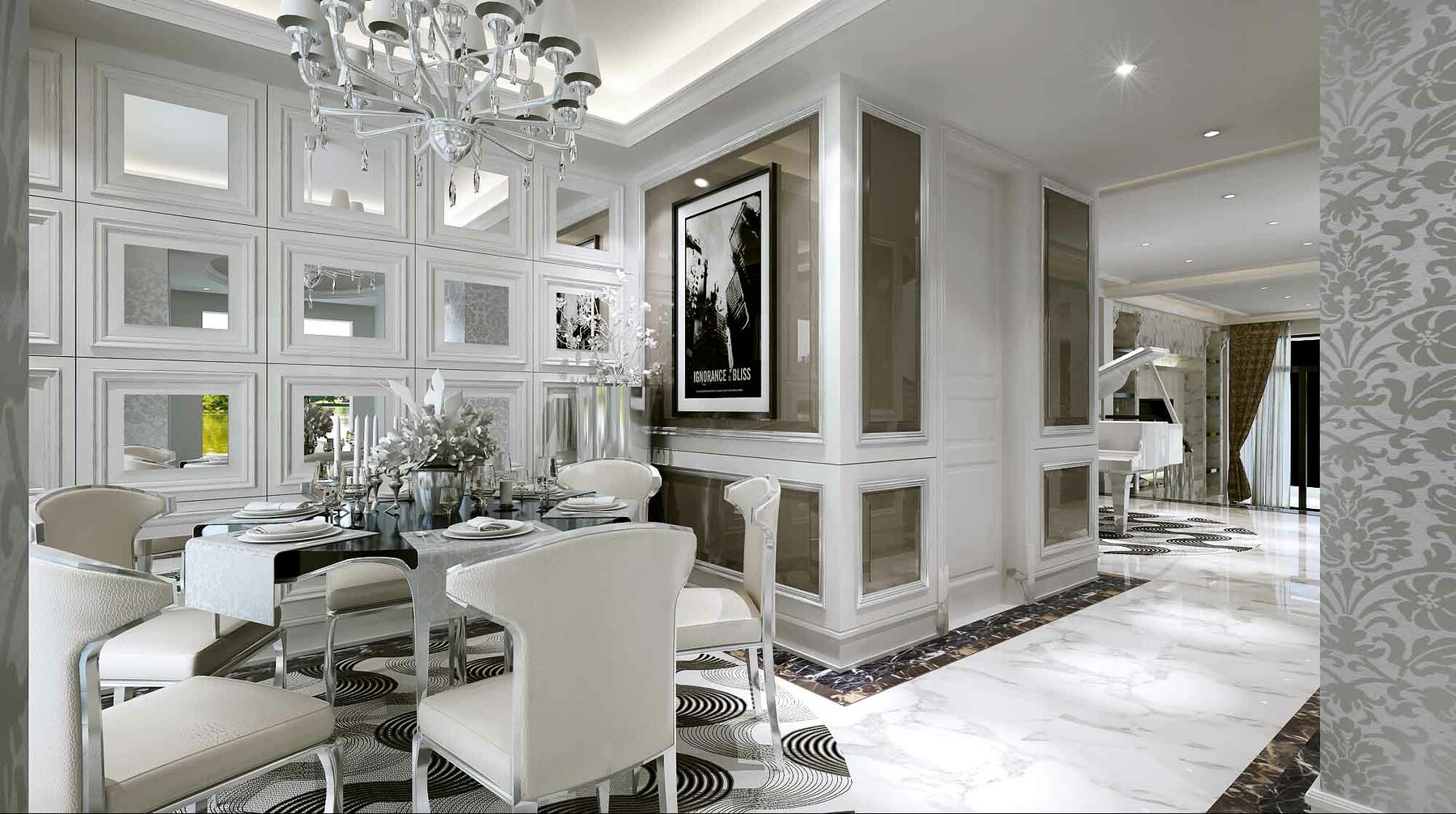 ArtStation - Simple and stylish European living room dining room ...