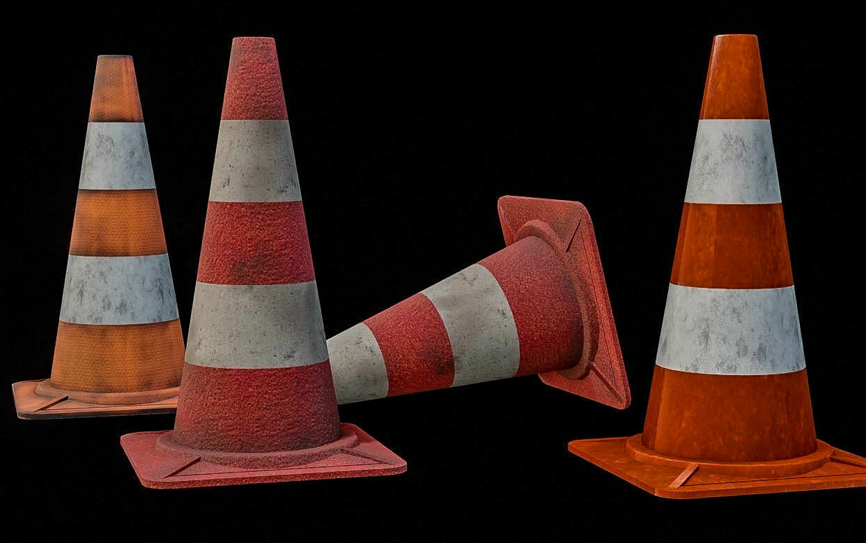 ArtStation - Traffic Cone 3D Model Set | Game Assets