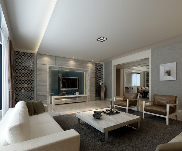 ArtStation - Fashionable concise modern living room 1816 | Resources