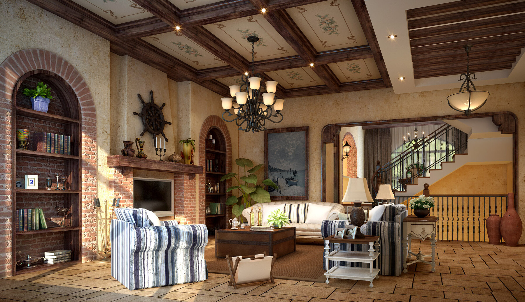 ArtStation - Fashionable rural style living room 1813 | Resources