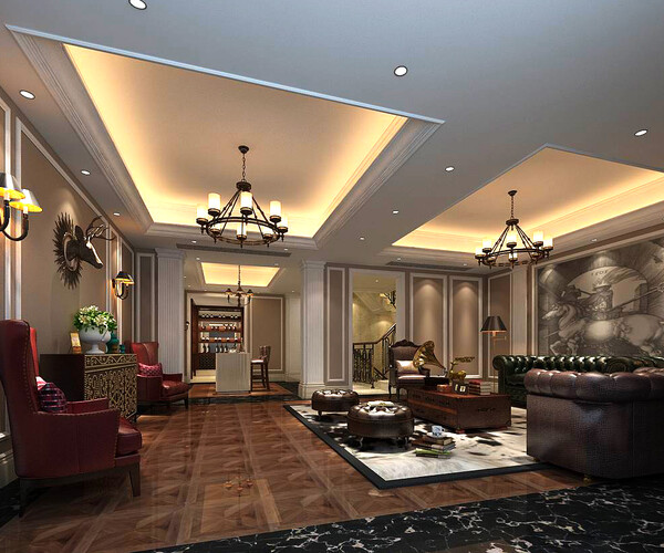 ArtStation - European-style living room design 17 | Resources