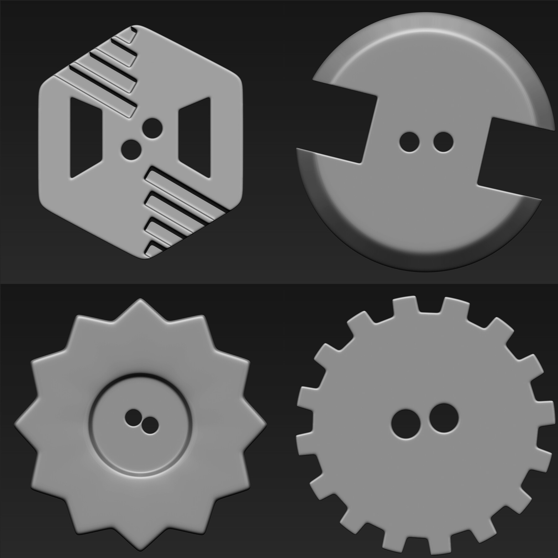 ArtStation - Buttons Collection IMM Brush Pack (16 in One) VOL. 4 | Brushes