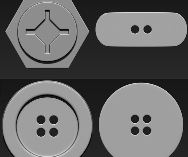 ArtStation - Buttons Collection IMM Brush Pack (16 in One) VOL. 4 | Brushes