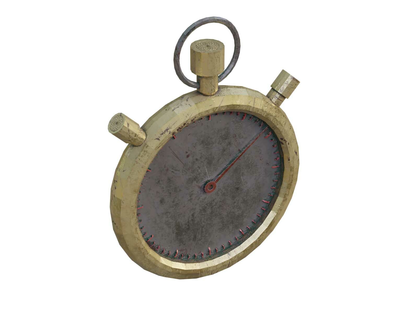 ArtStation - Gold Retro Stopwatch Low Poly 3D Model | Game Assets