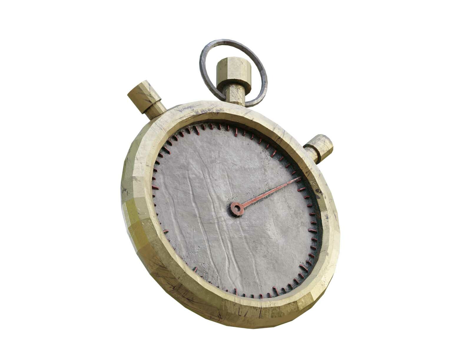 ArtStation - Gold Retro Stopwatch Low Poly 3D Model | Game Assets