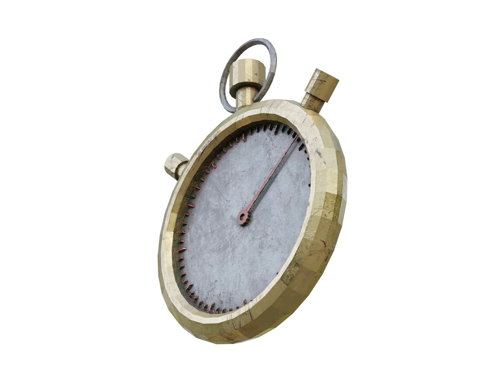ArtStation - Gold Retro Stopwatch Low Poly 3D Model | Game Assets