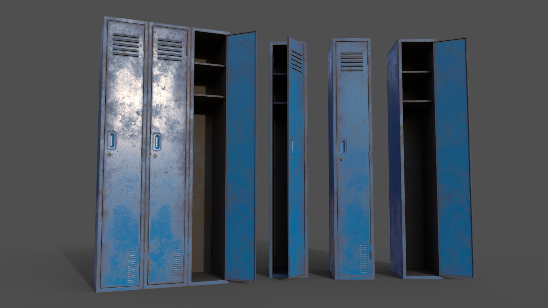 ArtStation - PBR School Gym Locker 03 - Blue Light | Game Assets