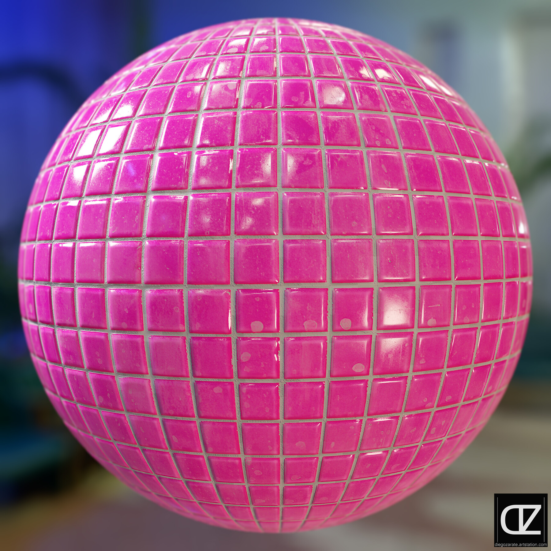 ArtStation - PBR - SMALL PINK TILES - 4K MATERIAL | Game Assets