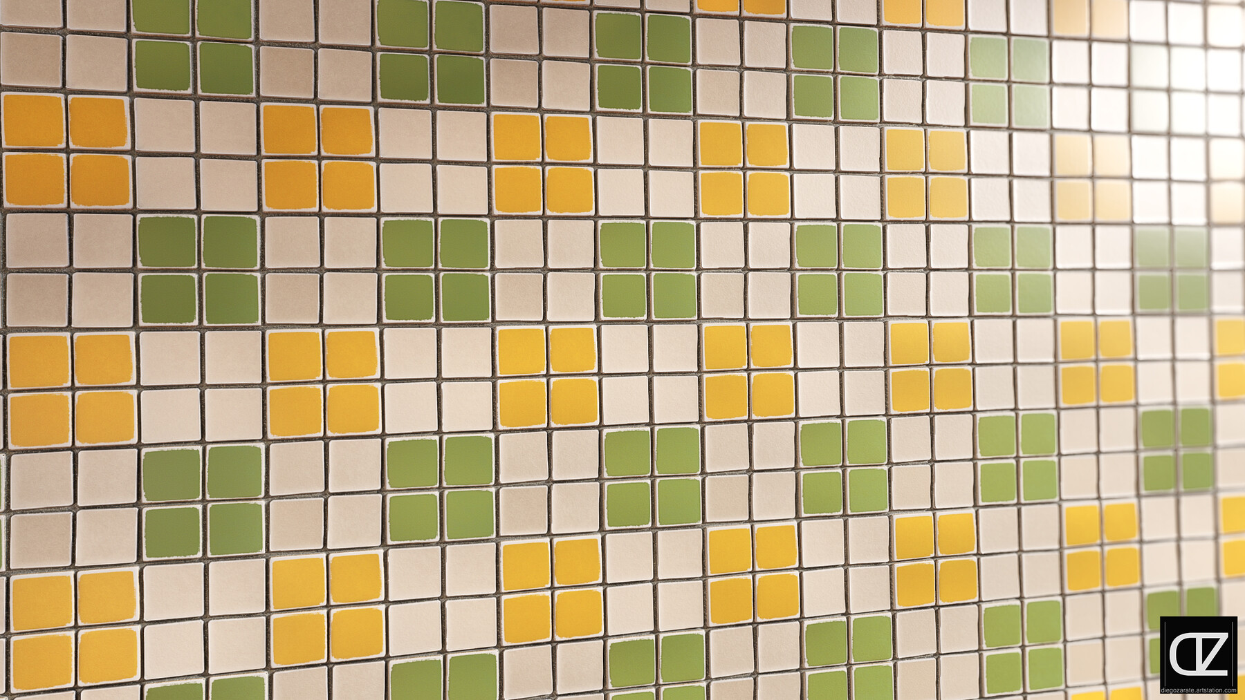 ArtStation - PBR - SMALL, WORN TWO COLOR TILES - 4K MATERIAL | Game Assets