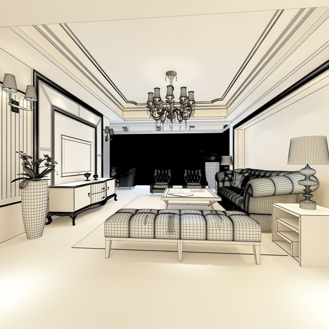 ArtStation - Avant-garde luxury family living room 104 | Resources