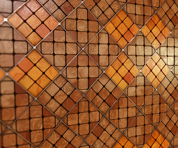 ArtStation - PBR - SMALL BROWN STONE TILES WITH METALLIC INLAYS - 4K ...