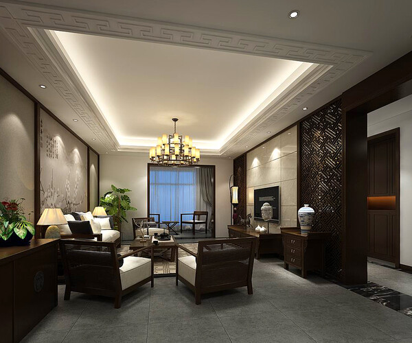 ArtStation - Chinese living room design 03 | Resources