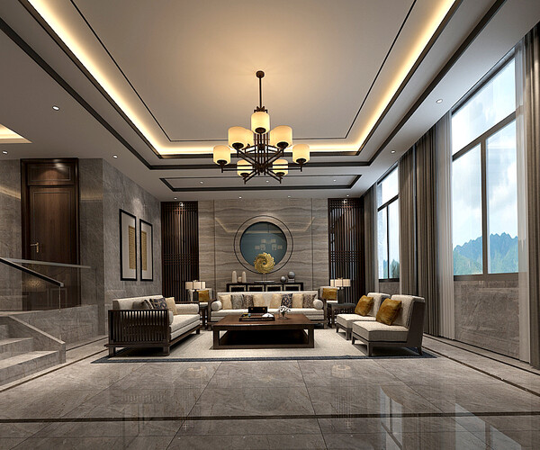 ArtStation - Chinese living room design 04 | Resources
